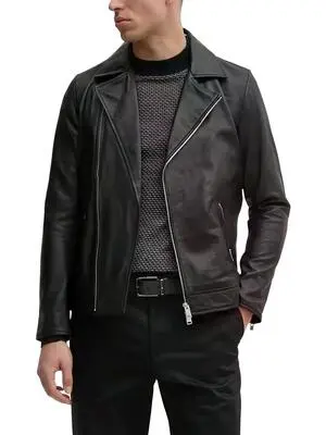 Liu Jo Leather Asymmetrical Zip Jacket - Black