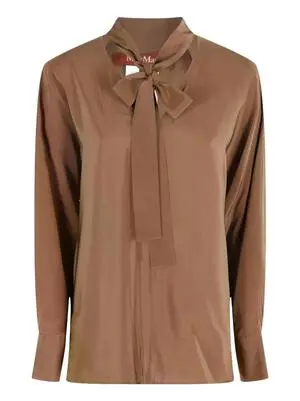 Max Mara Silk Bow-collar Blouse - Brown