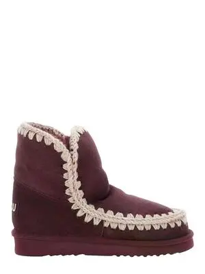 Mou Crochet-trimmed Suede Boots - Red