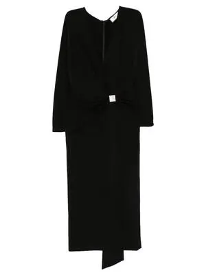 NISSA Crystal-embellished Midi Dress - Black