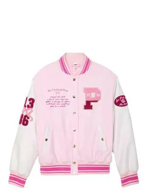 Pink X Loveshackfancy Reissued Boyfriend Varsity Jacket - Pink Tulip