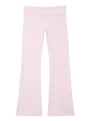 Pink X Loveshackfancy Cotton Foldover Flare Leggings - Icon Gingham