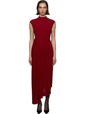 ET OCHS Francis Knit Combo Midi Dress - Lipstick Red