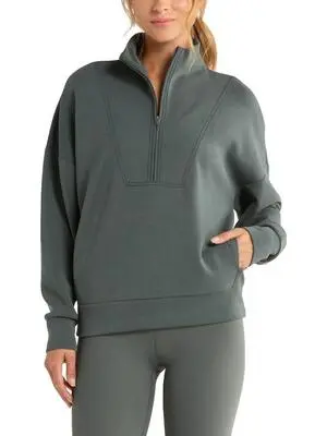 Zella Ultrasoft Half Zip Pullover Green Urban