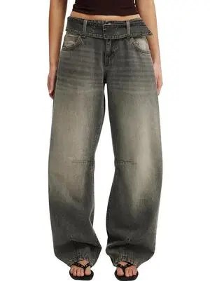 COTTON ON Low Barrel Jeans Y2k Washed Grey