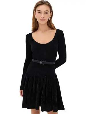 SELF-PORTRAIT Chenille Knit Mini Dress - Black