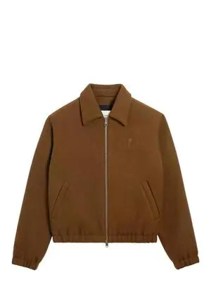 Ami Ami De Coeur Wool Zipped Jacket Brown