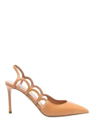 AQUAZZURA 90mm Cut-out Slingback Pumps - Neutrals