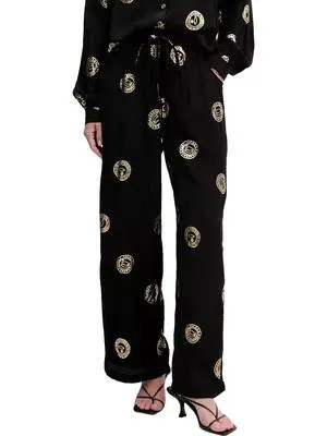 NEVER FULLY DRESSED Drawstring Palazzo Trousers - Black