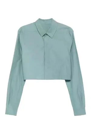 Rick Owens Long-sleeve Cropped Shirt - Blue