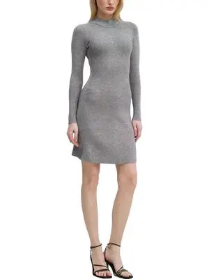 NEVER FULLY DRESSED Ribbed Knit Midi Dress - Grey