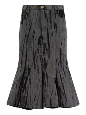 Roberto Cavalli Striated-effect Midi Skirt - Black