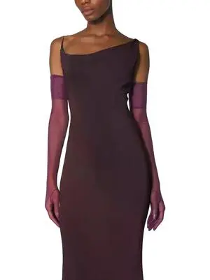 MUGLER Asymmetric-shoulder Maxi Dress - Purple