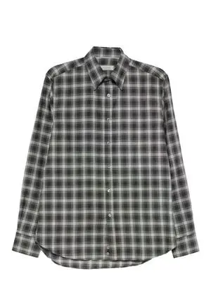 Canali Checked Cotton Shirt Grey