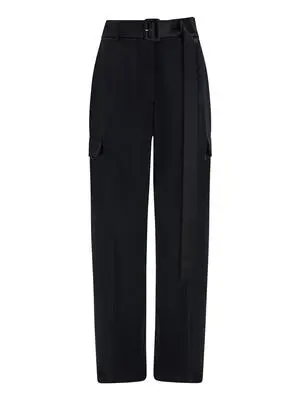 FERRAGAMO Satin Cargo Trousers - Black