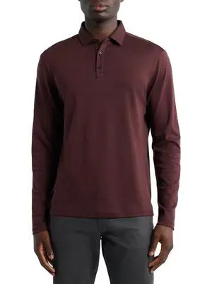 Robert Barakett Georgia Long Sleeve Pima Cotton Polo - Deep Bordeaux