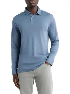 Robert Barakett Georgia Long Sleeve Pima Cotton Polo - Ocean Wave