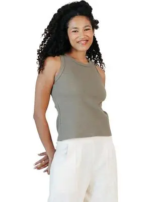 POPLINEN Charlie Ribbed Tank Sage