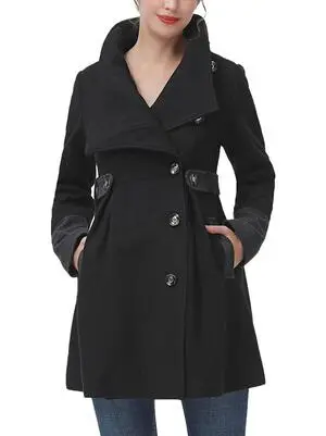 KIMI + KAI Harper Maternity Wool Coat - Black
