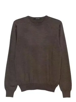 Tagliatore Crew-neck Virgin Wool Sweater - Brown