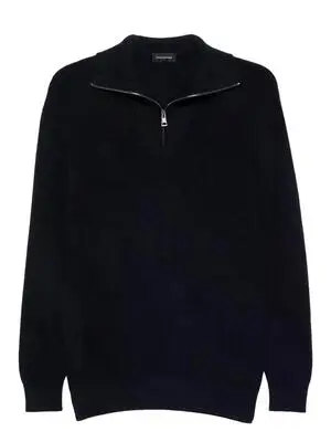 Tagliatore Half-zip Wool Sweater - Blue