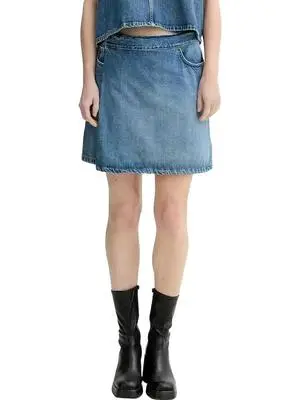 WON HUNDRED Wrap Denim A-line Skirt - Blue