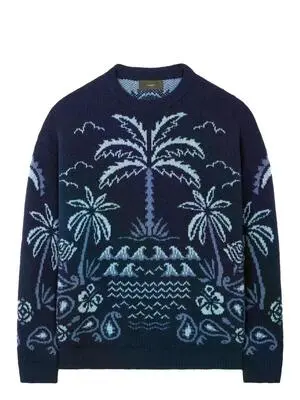 Alanui Palm-tree Intarsia Sweater - Blue