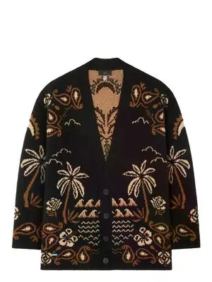 Alanui Palm-tree Paisley Cardigan - Black
