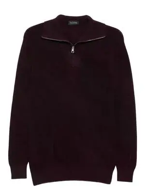 Tagliatore Zip-neck Wool Sweater - Red