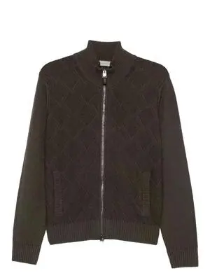 Canali Quilted Zip-up Cardigan - Brown