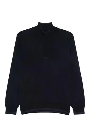 Canali Half-zip High-neck Sweater - Blue