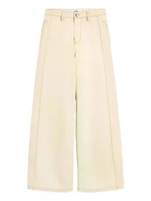 Ami Cotton Wide-leg Jeans - Neutrals
