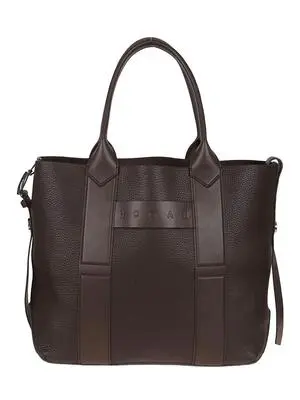 Hogan Script Medium Leather Tote Brown