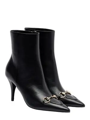 Gucci Horsebit Leather Ankle Boots - Black