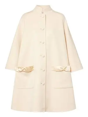 Valentino Garavani Crepe Couture Bow-detail Coat - Beige