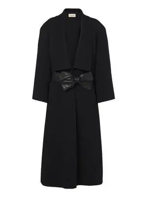 Valentino Garavani Bow-detail Wool And Cashmere Coat - Black