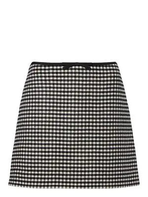 Valentino Garavani Checked Wool And Cashmere Miniskirt - Black