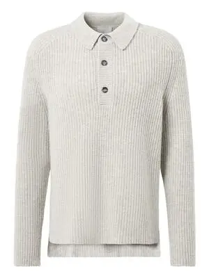 ALLUDE Wool And Cashmere Polo Sweater - Grey