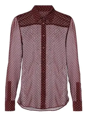 NILI LOTAN Gaia Polka-dot Silk Shirt - Burgundy
