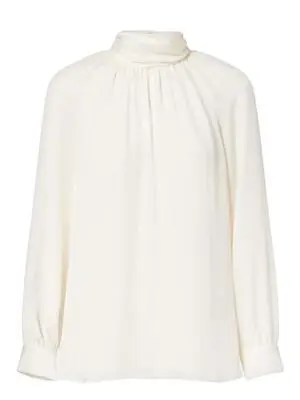 NILI LOTAN Axelle Silk Georgette Blouse - White