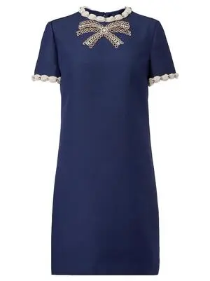 Valentino Garavani Crepe Couture Embellished Mini Dress - Blue