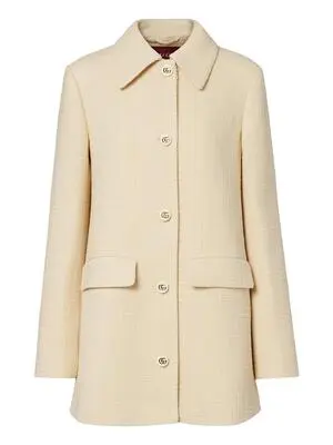 Gucci Double G Wool-blend Tweed Coat - Beige