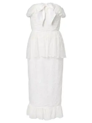 Alessandra Rich Lace And Silk Georgette Bustier Dress - White