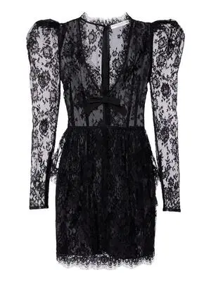 Alessandra Rich Bow-detail Lace Minidress - Black