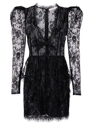 Alessandra Rich Bow-detail Lace Minidress - Black