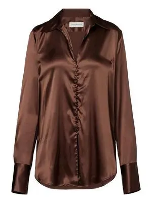 Dries Van Noten Silk-blend Button-down Shirt - Brown