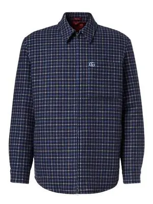 Gucci Double G Plaid Wool-blend Overshirt - Blue
