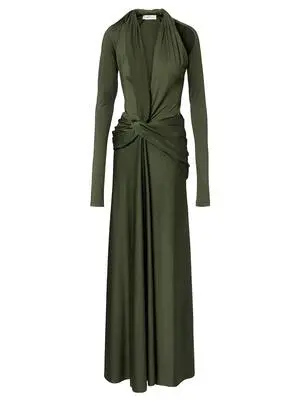Victoria Beckham Gathered Jersey Gown - Green
