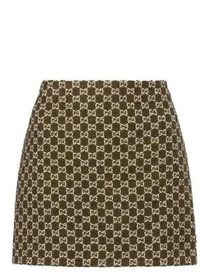 Gucci Gg Cotton-blend Bouclé Mini Skirt - Green