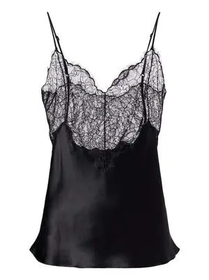 NILI LOTAN Mabelle Lace-trimmed Silk Camisole - Black